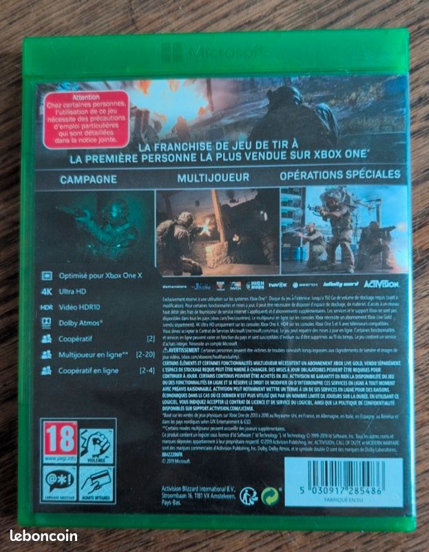 Jeux Xbox one call of duty modern Warfare - Jeux vidéo