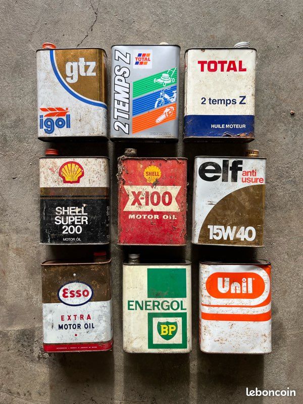 Lot de 9 anciens bidons d’huile - Collection