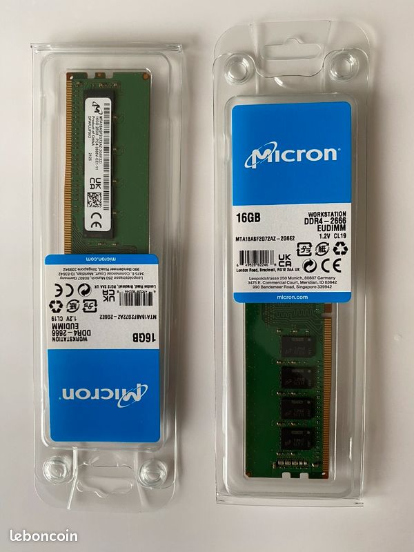 Barrette de RAM 2 x 16 Go Ecc DDR4 Micron - Accessoires informatique