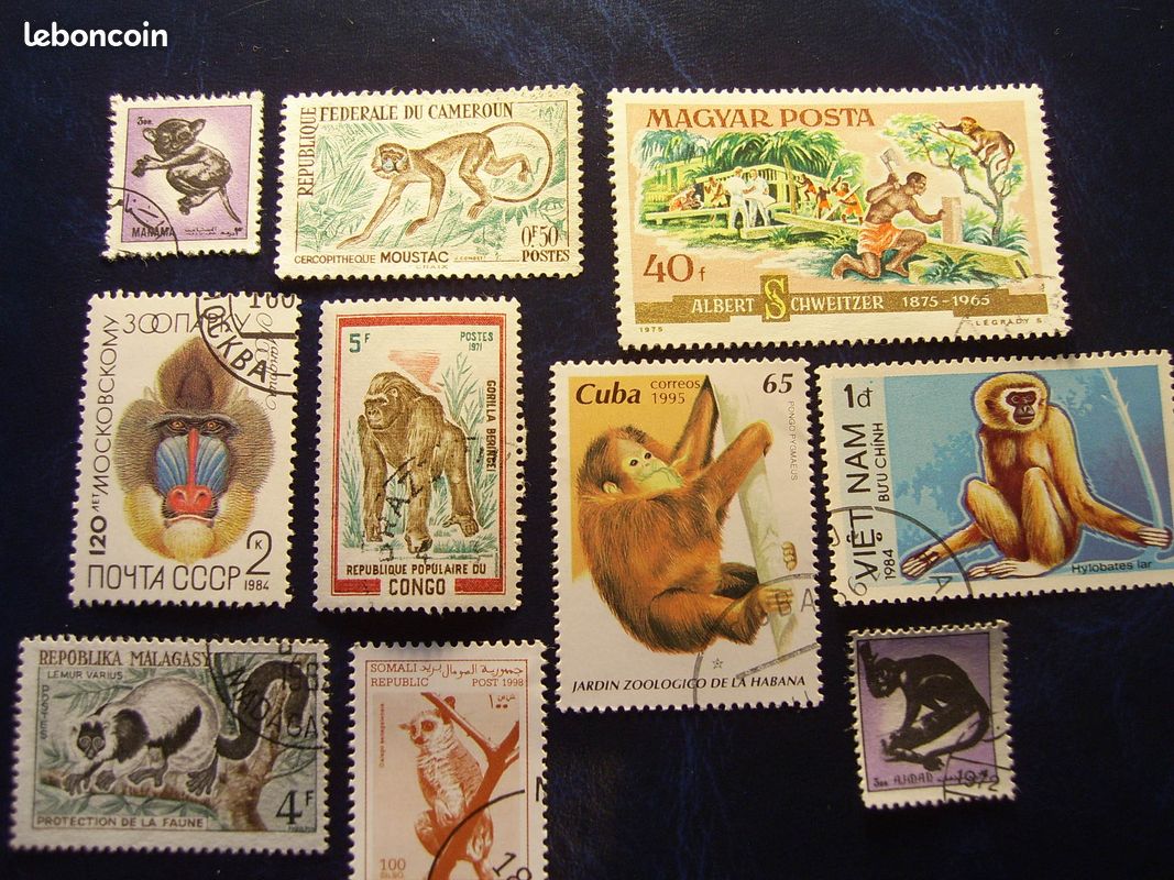 Lot 10 timbres singe 2D - Collection