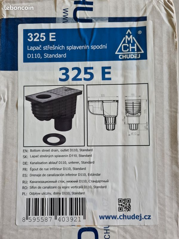 Siphon de gouttière 325 E - Diamètre d'écoulement : DN 110 - Noir ...