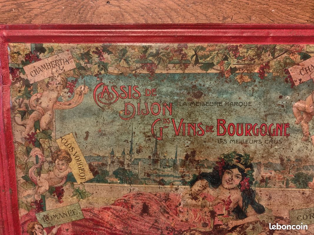 Rare Tôle Lithographiée Vin Xix Ème Adrien SARRAZIN Javillier Dijon ...