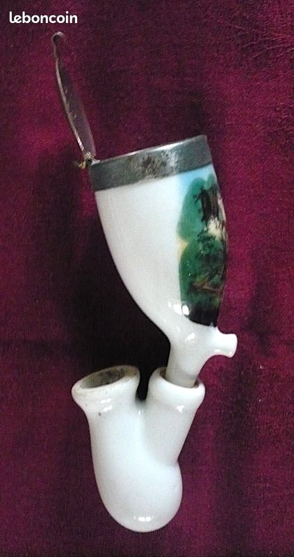 Foyer fourreau pipe allemande porcelaine décor cerf biche Bavaroise ...