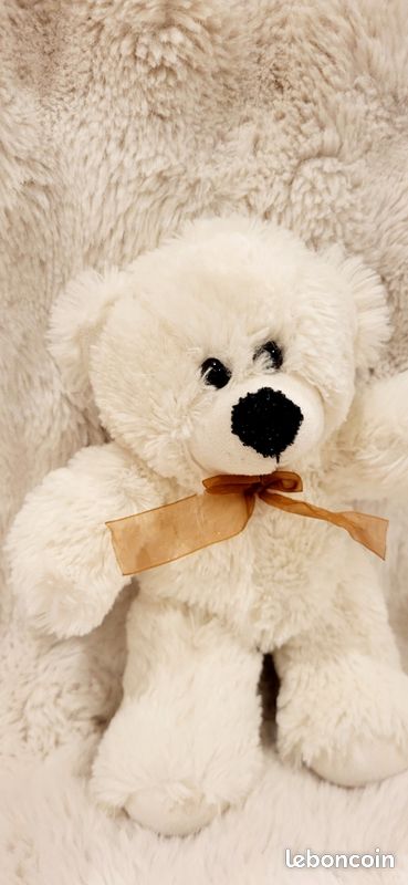 Peluche Ours Blanc 30 cm Ultra Doux – Doudou Déco Chambre Bébé Cadeau ...
