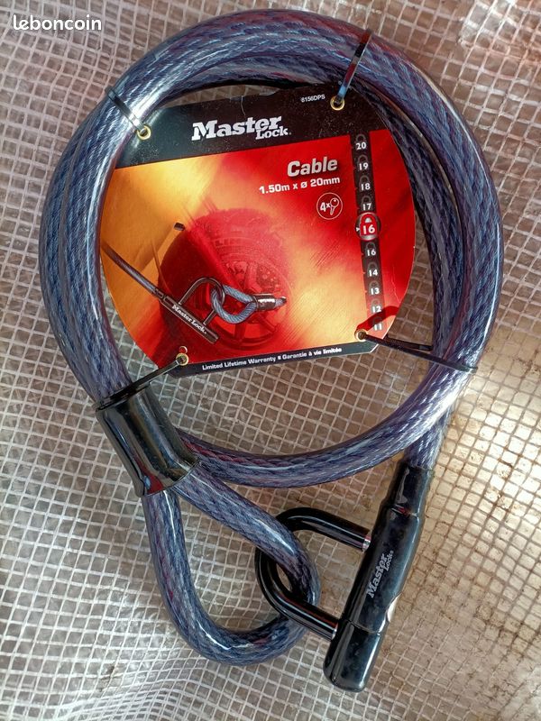 Câble antivol Master Lock moto / VELO Quantum D 20 MM , L 1.5M NEUF ...