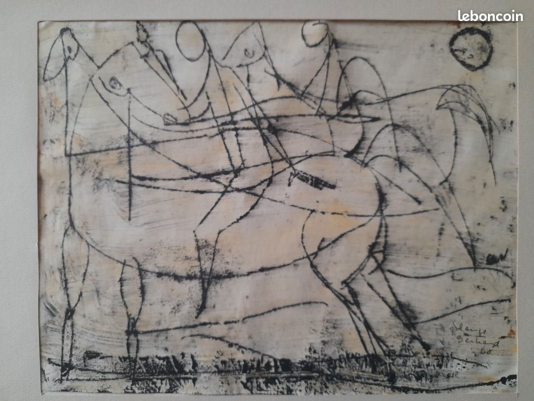 Solange BERTRAND (1913-2011). Cavaliers. Composition dripping - Collection