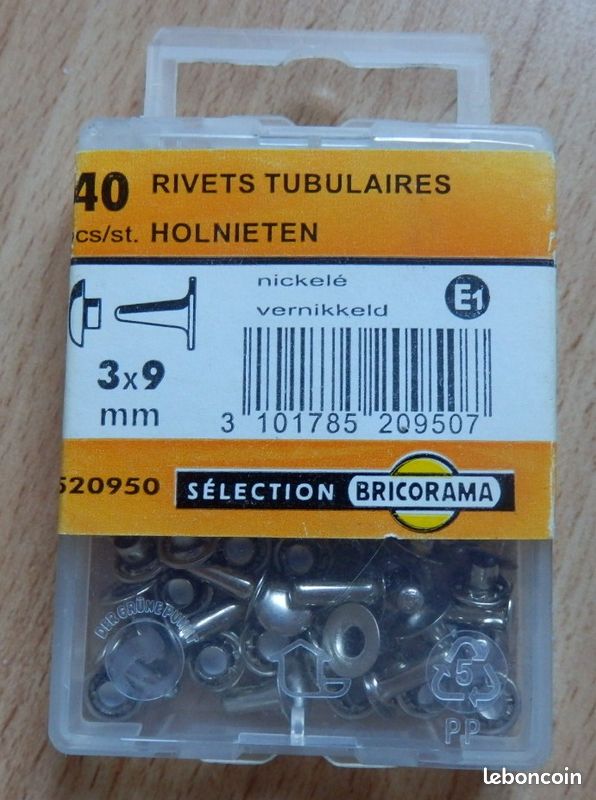 Rivet tubulaire - 3x9 mm – Nickelé – quantité 40 : NEUFS - Bricolage
