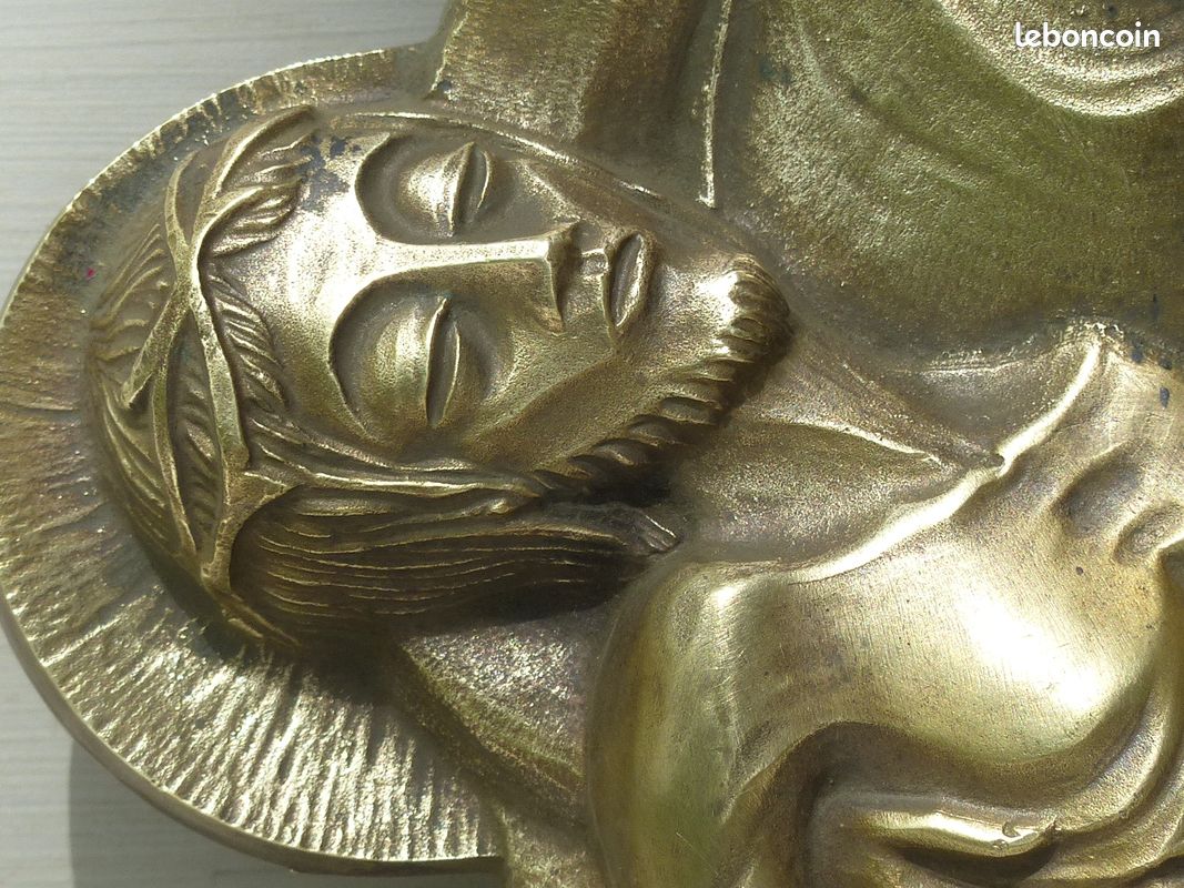 Pietà ancienne Plaque funéraire Bronze d’Art signé A Dubois ...