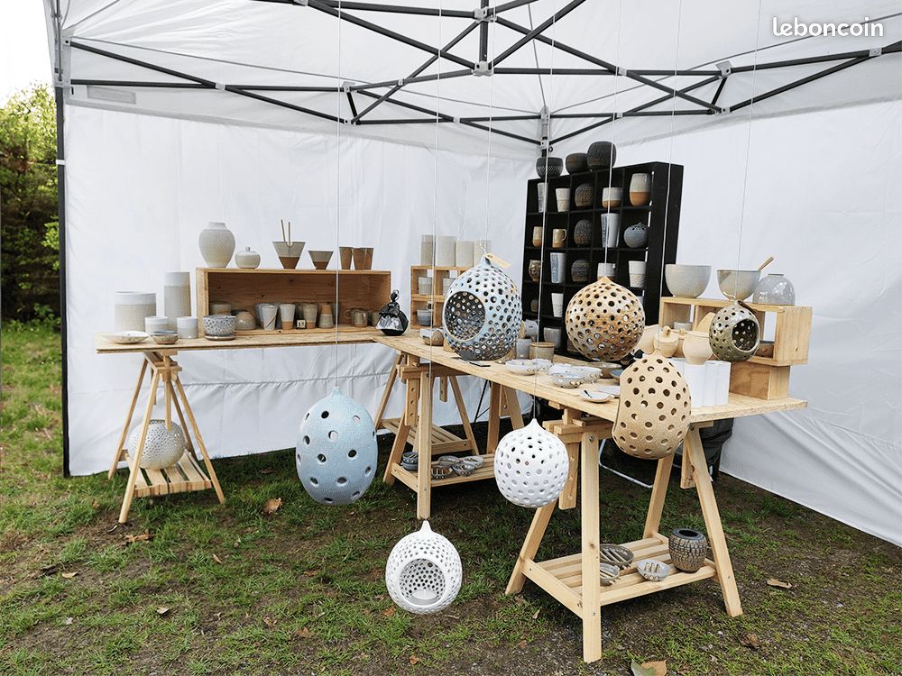 Barnum pliant BLANC 3x3m 9m² ACIER SEMI-PRO – Structure acier 31mm + Toit polyester/PVC 320g ...