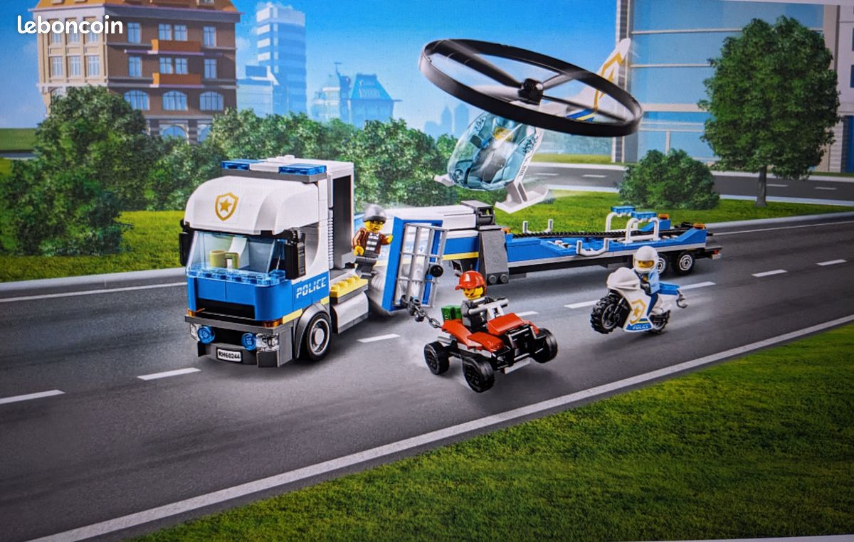 LEGO 60244 city camion de transport de la police, hélicoptère, moto et ...