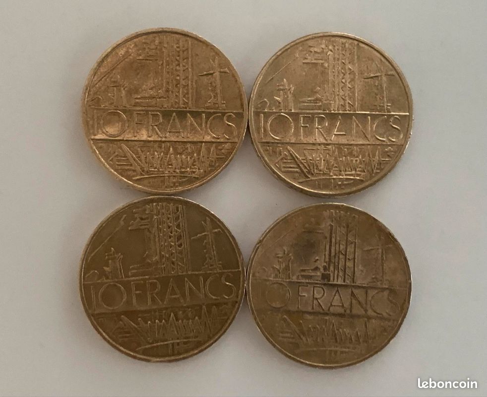 Lot de 7 pièces de 10 francs Roland Garros 1988 et 10 francs Mathieu ...