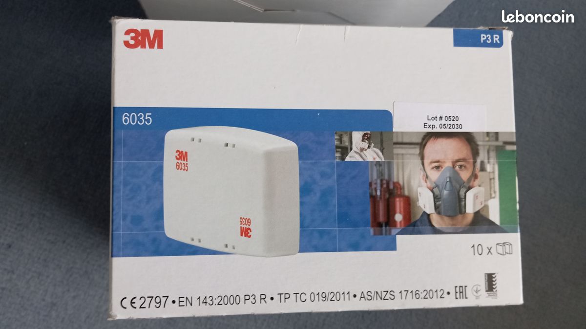 2 cartons neufs de 10 paires de cartouches filtrantes P3R pour masque ...