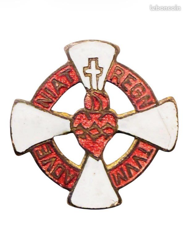 Rare Insigne Sacré Cœur"Adveniat Regnum Tuum"-. Martin Bruxel. - signé ...