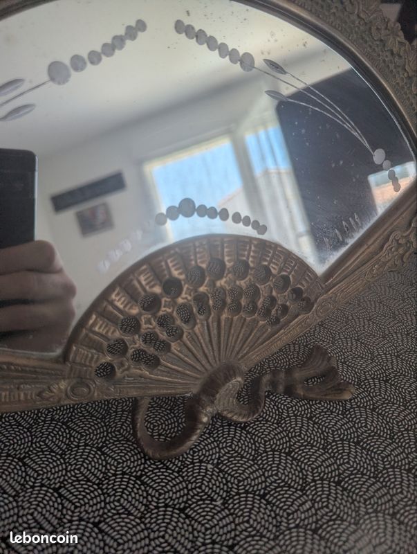 Miroir ancien en laiton – Style Art Déco - Décoration
