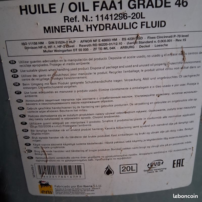Huile grade 46 - Matériel agricole