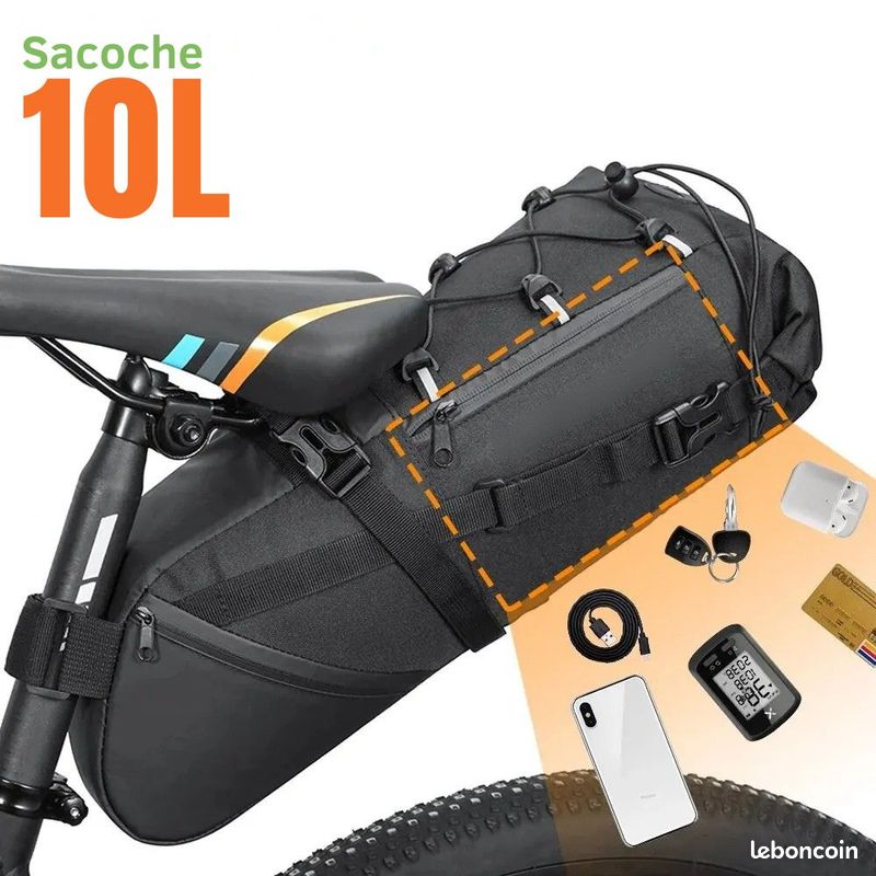 Sacoche de selle de vélo 10 L pour le bikepacking ou vélotaf - Vélos
