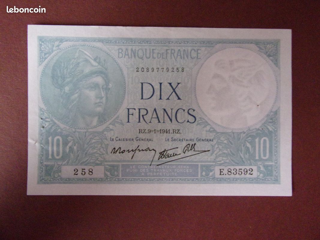 Billet de banque 10 francs Minerve -- TTB + / pr. SUP - Collection