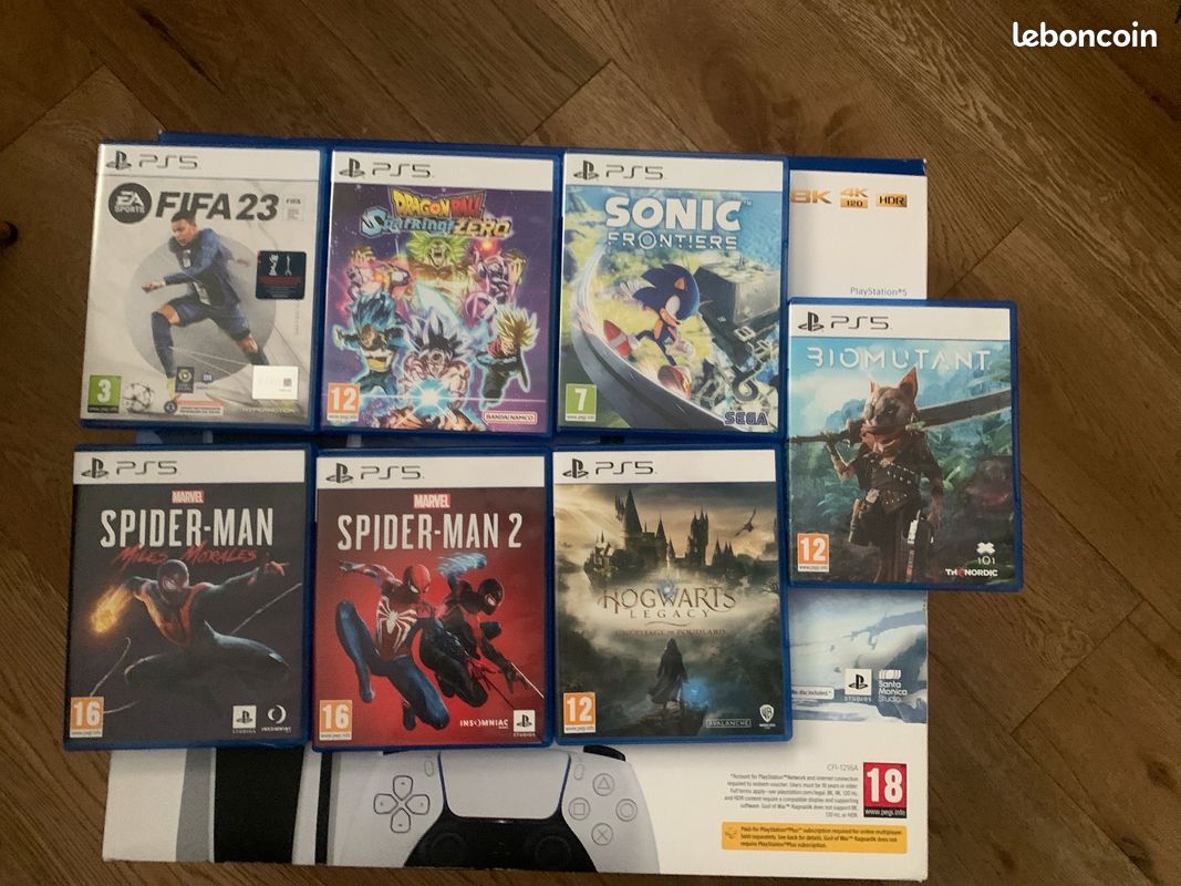 Console PS5 + 2 manettes + 7 jeux - Consoles