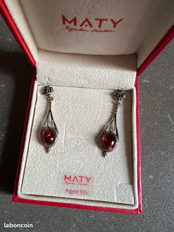 Parure de bijoux Maty argent et ambre - Montres & Bijoux
