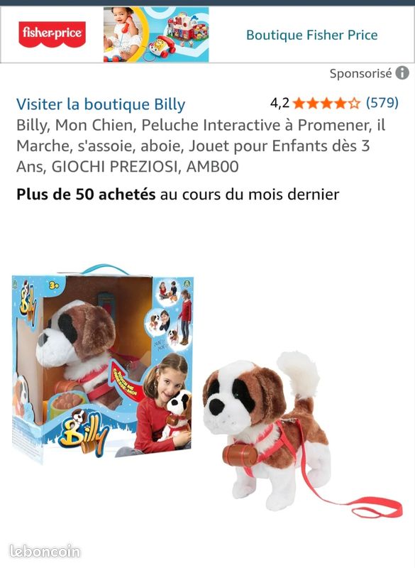 Chien Billy qui marche, s'assoie et aboie - Jeux & Jouets