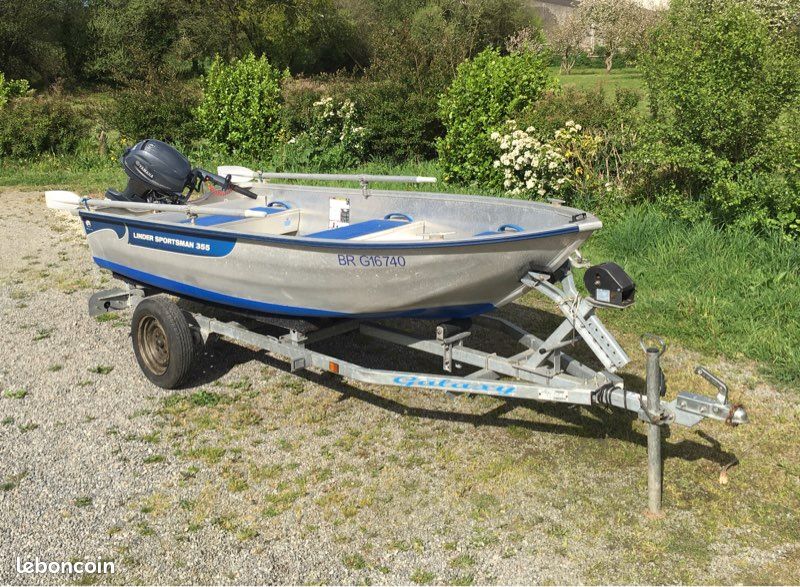 Coque LINDER sportsman 355 aluminium moteur yamaha 8 cv remorque lider ...