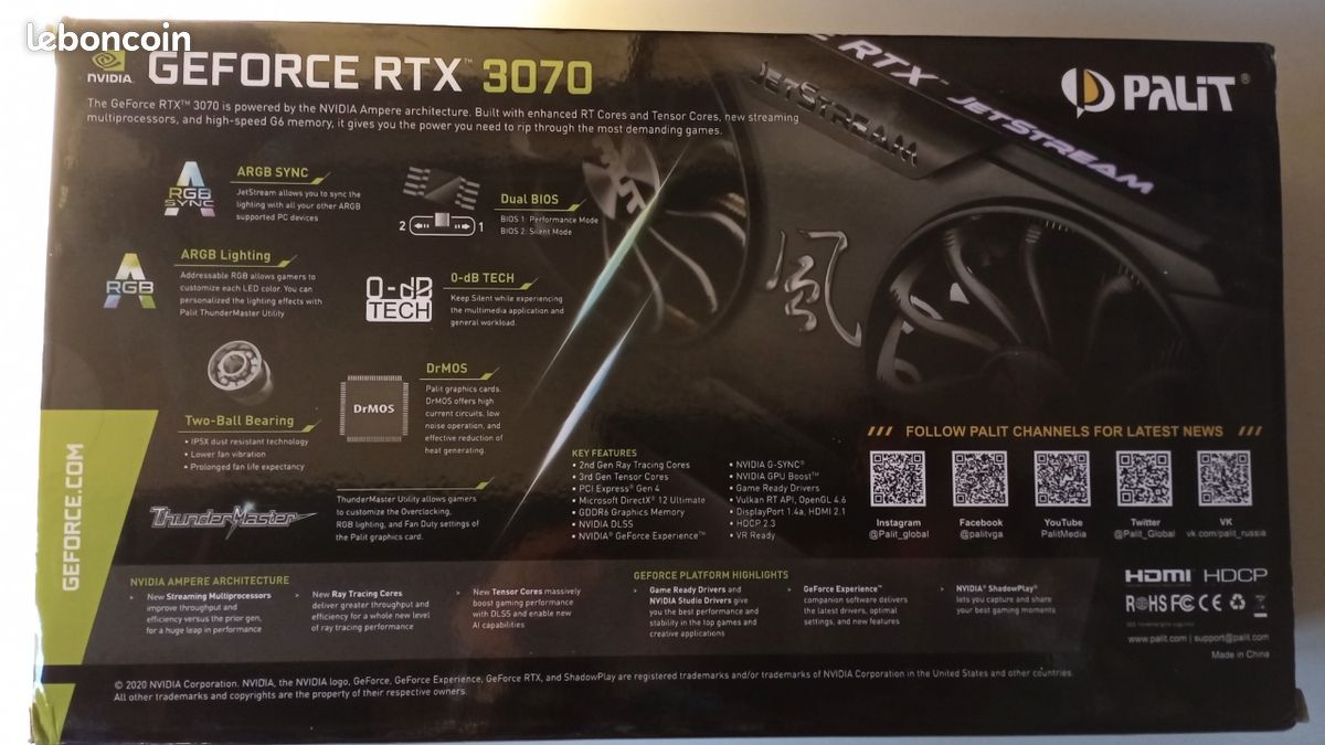 Palit GeForce RTX 3070 Jetstream NVIDIA 8 Go GDDR6 - Accessoires ...