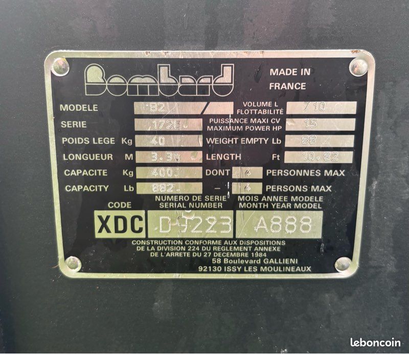 Zodiac bombard B2 moteur Yamaha - Nautisme