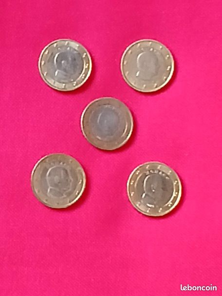 5 Pièces de MONACO de 1 Euro. Années 2014, 2016, 2019, 2020 & 2023 ...