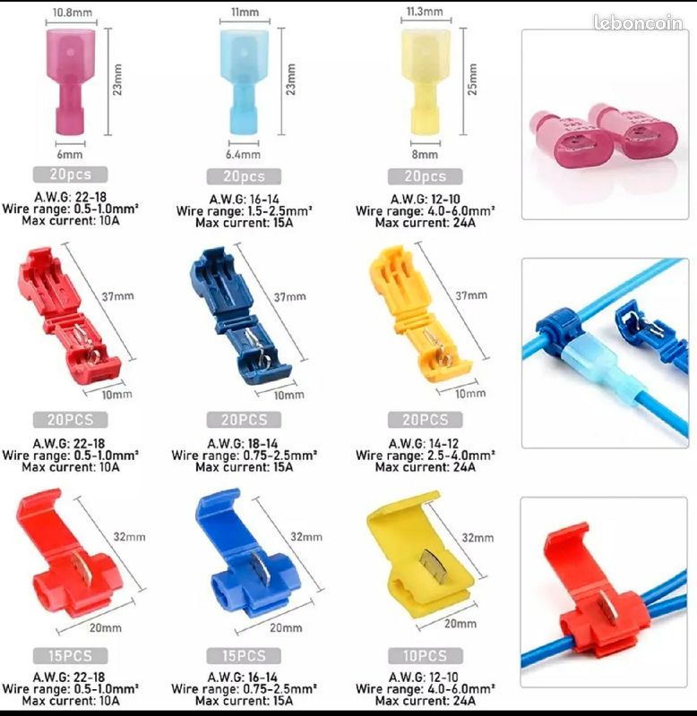 Attaches rapides pour cablage auto automobile - Équipement auto