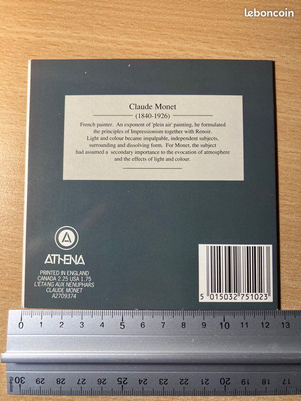 Carte 2 battants marque page Claude monet l’étang aux nénuphars ...