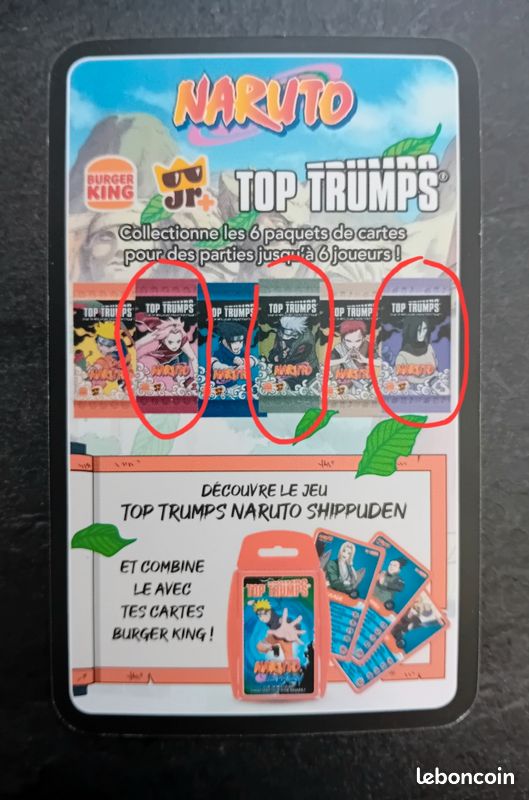 Cartes Naruto Top Trumps Burger King ECHANGE - Jeux & Jouets