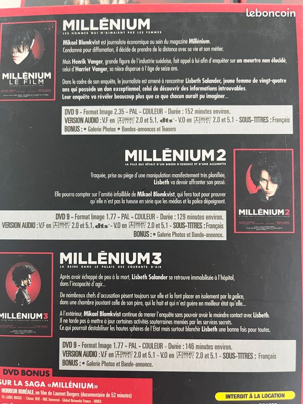 Saga des 3 films MILLENIUM en DVD - DVD - Films