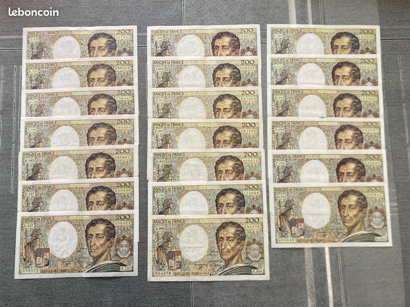 Lot de 20 billets de 200 francs - Collection