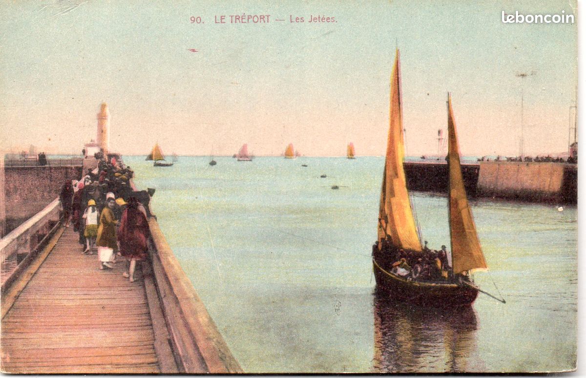 Carte postale ancienne cpa – seine maritime 76 - le treport les jetees ...