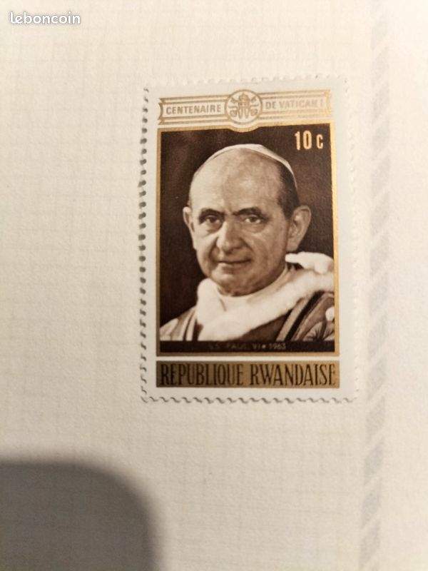 TIMBRE RARE - CENTENAIRE du VATICAN 1963 PAPE PAUL VI - RÉPUBLIQUE ...
