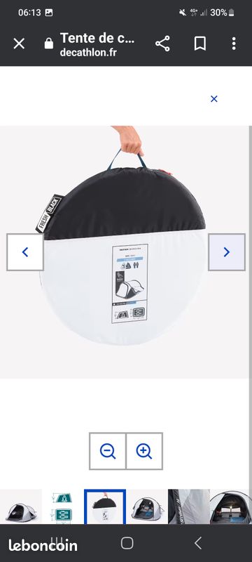 Tente ⛺️ 2 secondes Décathlon extérieur blanc intérieur noir Servie ...