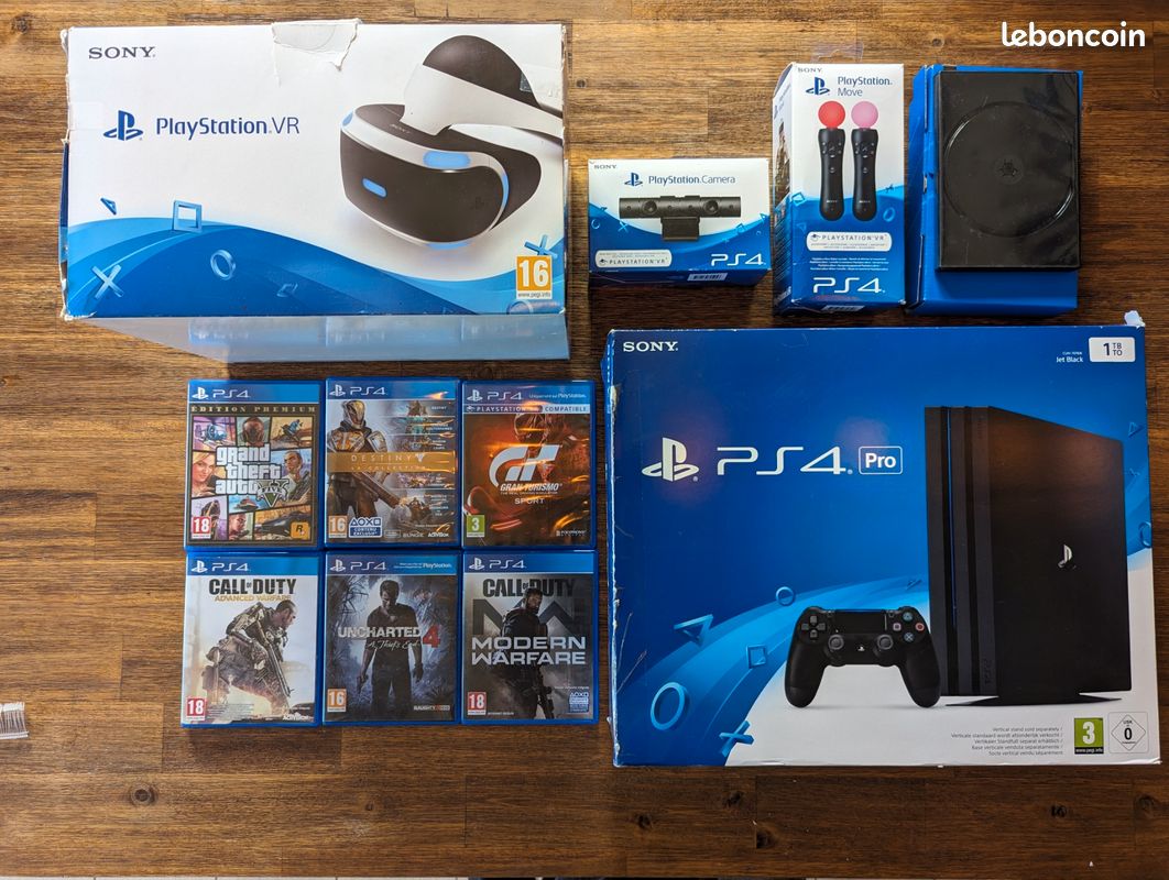 PS4 pro 1to + jeux + casque VR + PS Move + camera - Consoles