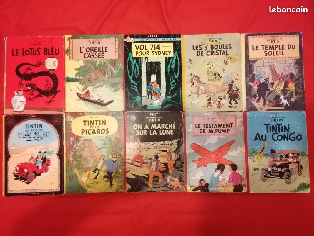 Lot de 10 anciennes bandes dessinées tintin - Collection