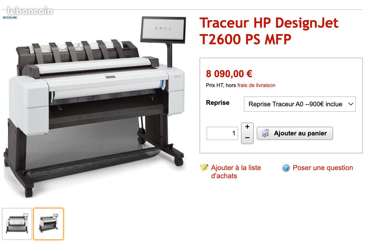 Traceur multifonctions HP DesignJet T2600 PS MFP A0 – Scanner intégré ...