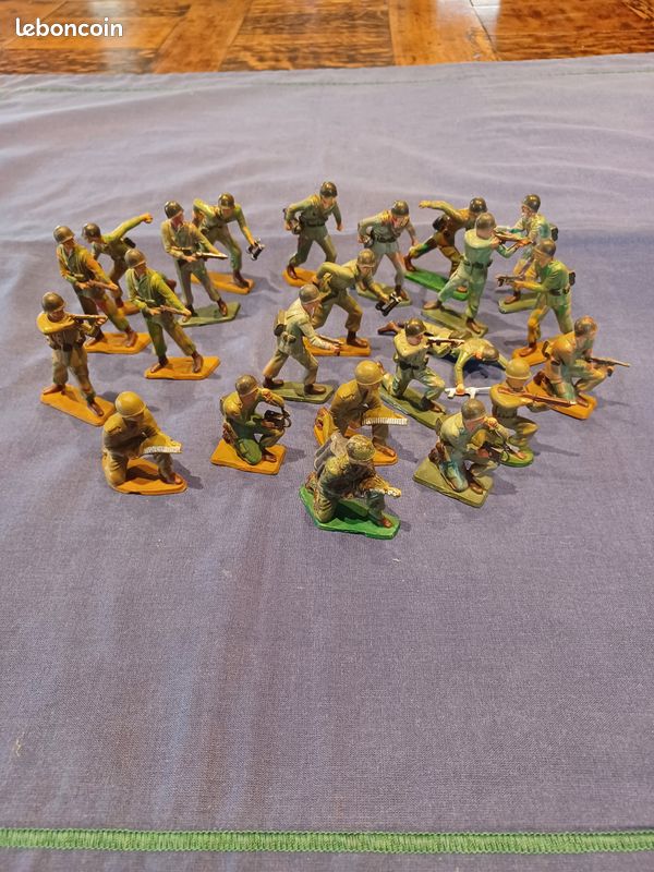 Lot de 23 Figurines Soldats "Commando Américains" Starlux années 1960/ ...