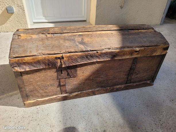 Coffre bois ancien -Ameublement d'occasion - leboncoin