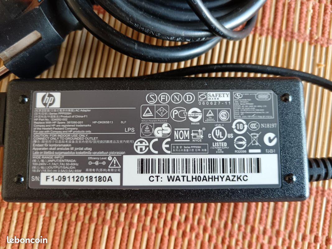 Chargeur ordi portable HP - Accessoires informatique