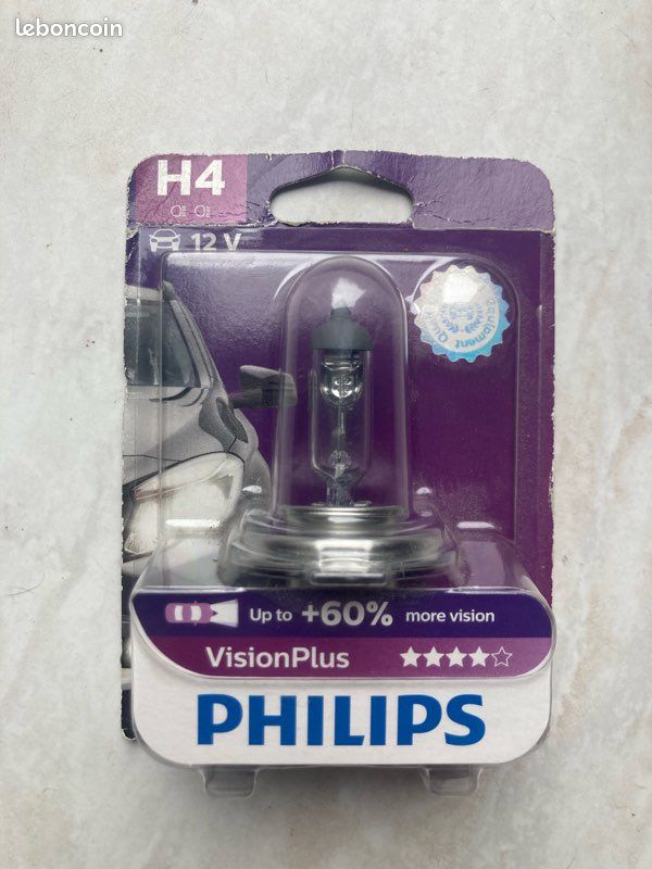 AMPOULE H4 PHILIPS VISION PLUS 12V 60/55W Neuve - Équipement auto
