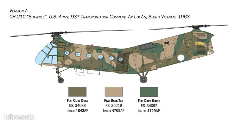 Italeri 2774 maquette H-21C "Flying Banana" Gunship 1/48 - Modélisme