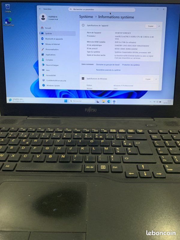 Ordinateur portable Fujitsu Core I5 2,40Ghz Windows 11 8G mémoire DD ...