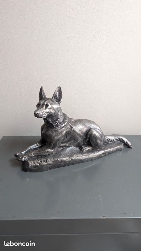 Statue berger allemand signé - Antiquités