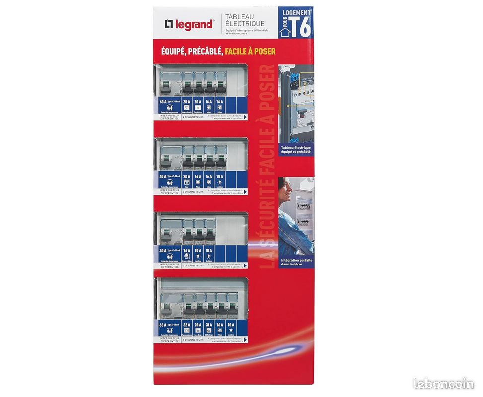 Legrand Tableau électrique Modèle T6 Automatique 4 Rangées NEUF + Porte ...