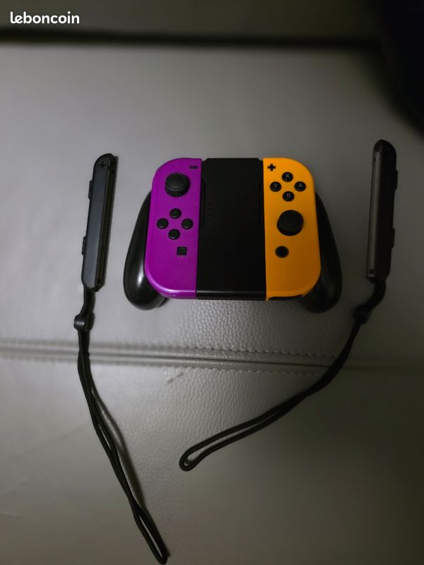 Joycons officiels Nintendo Switch + support manette joycon + dragonnes ...