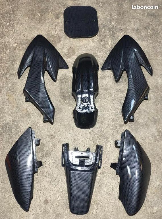Kit carénage couleur Carbone 7 pièces Dirt Bike complet CRF50 neuf jamais servi - Équipement moto