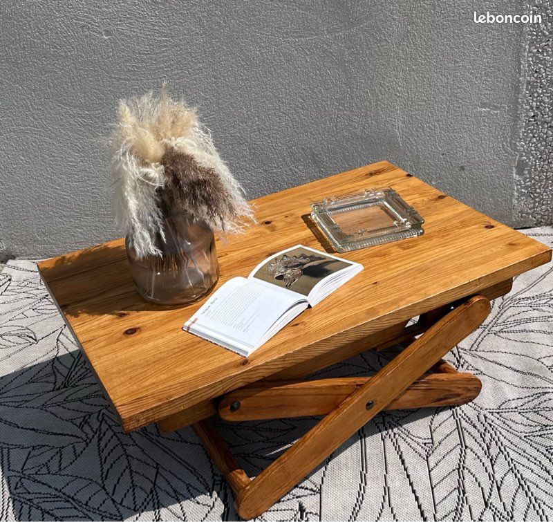 Table basse pliante au design élégant en bois Pierre Beguet vintage ...